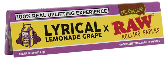 Raw X Lyrical Lemonade Grape King Size Wide Organic Hemp Papers – HG