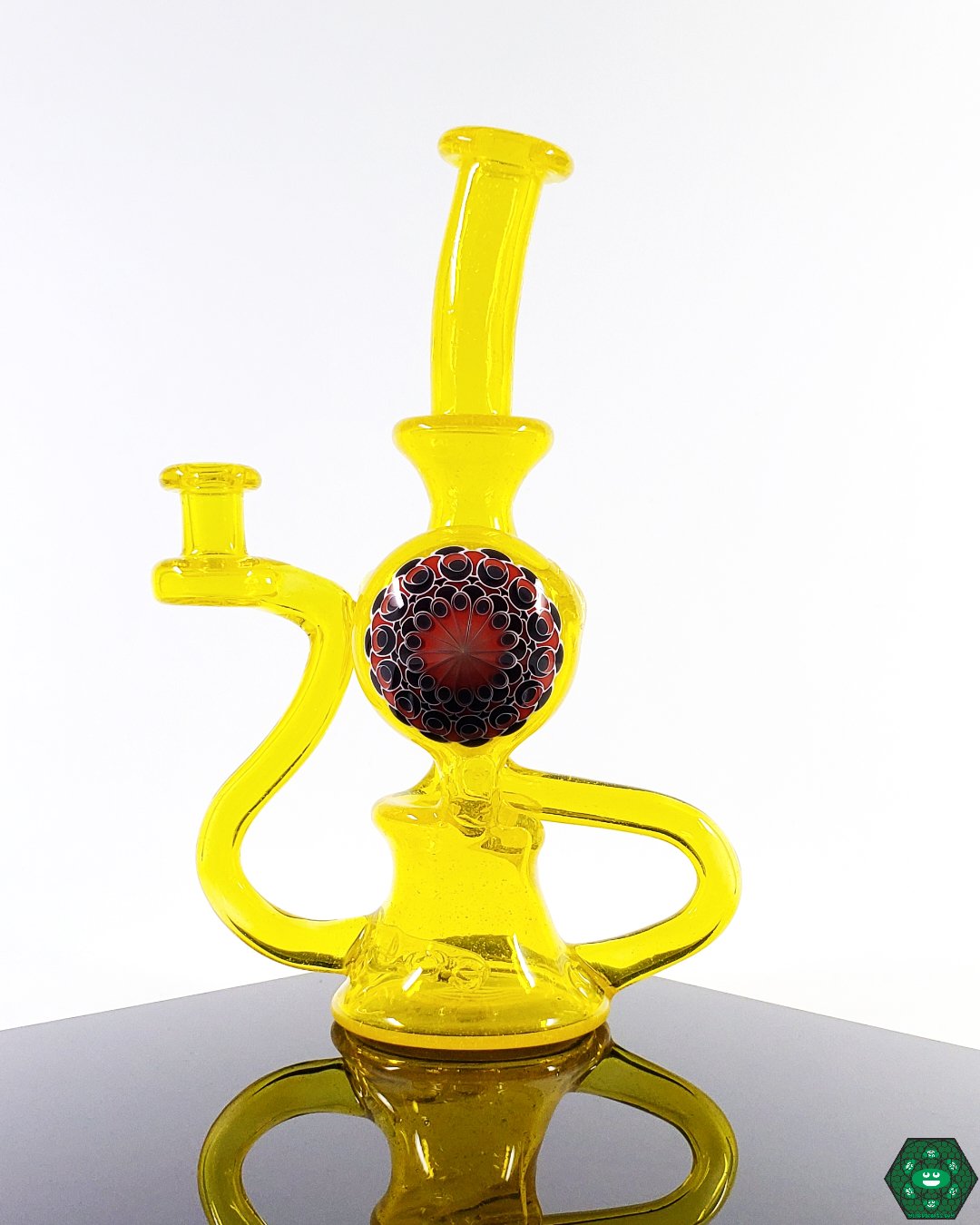 Olour Glass Terps Dotted Recycler – 4-Hole Perc & Artistic Dot Design – HG