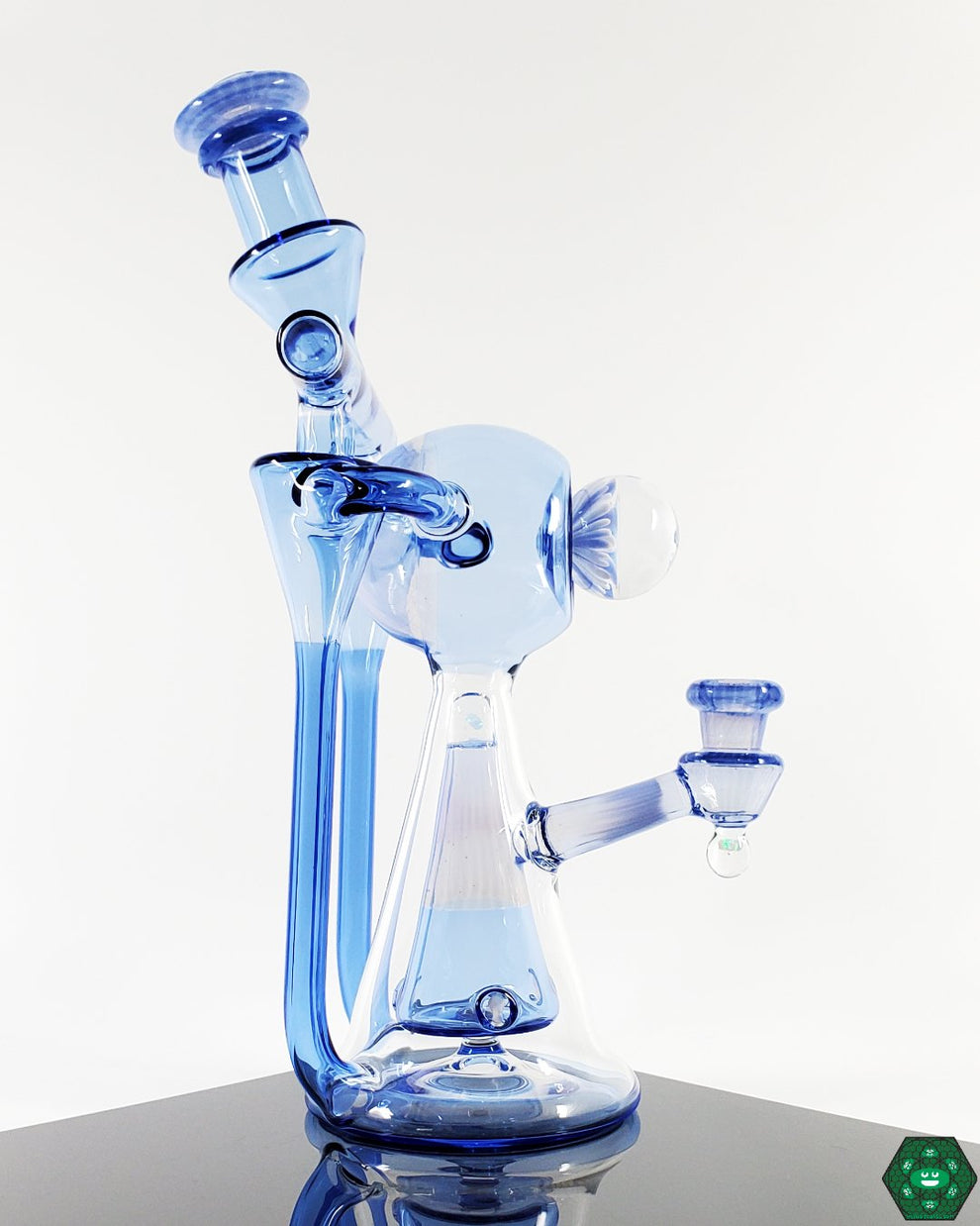 OM Glass Co Double Funnel KR – Dual Funnel Recycler with Unique Flow – HG